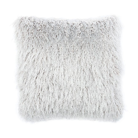 Safavieh Shag Modish Metallic 20 x 20 Pillow - Metallic silver