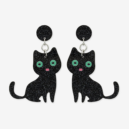 Click here for Mixit Halloween Black Cat Womens Drop Earrings  On... prices