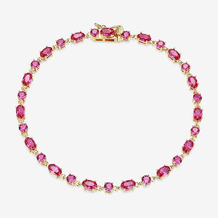 Click here for Womens Lab Created Red Ruby 18K Gold Over Silver O... prices
