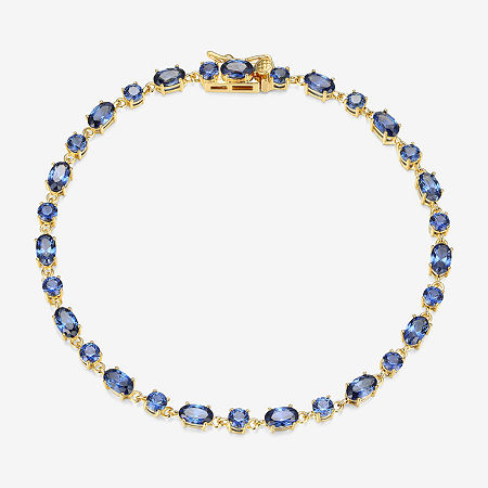 Click here for Womens Lab Created Blue Sapphire 18K Gold Over Sil... prices