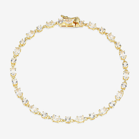 Click here for Womens Lab Created White Sapphire 18K Gold Over Si... prices