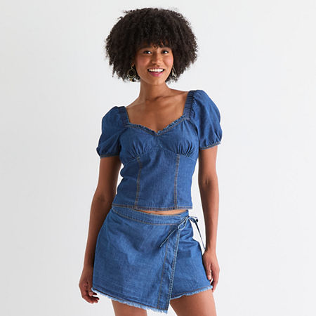Click here for by&by Womens Sweetheart Neck Short Sleeve Juniors... prices