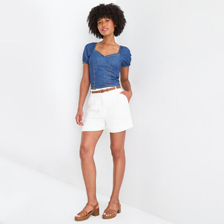 Click here for by&by Womens Mid Rise Juniors Pleated Short  9  Wh... prices