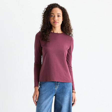 Click here for a.n.a Womens Round Neck Long Sleeve T-Shirt  Petit... prices