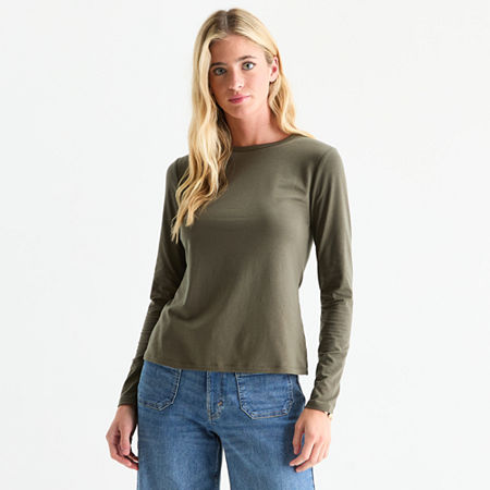 Click here for a.n.a Womens Round Neck Long Sleeve T-Shirt  Petit... prices