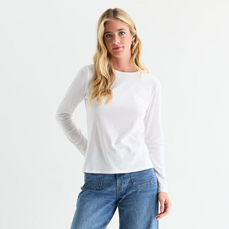 Click here for a.n.a Womens Round Neck Long Sleeve T-Shirt  Petit... prices