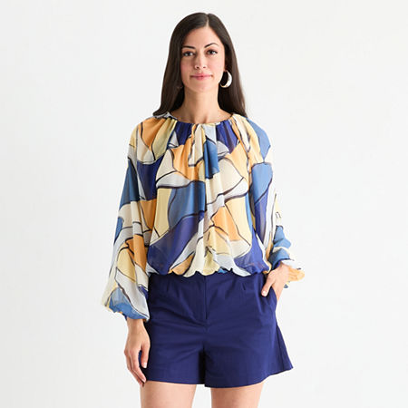 Click here for Worthington Womens Crew Neck Long Sleeve Blouse  X... prices