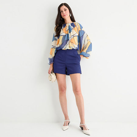Click here for Worthington Womens High Rise Belted Short  2  Blue prices