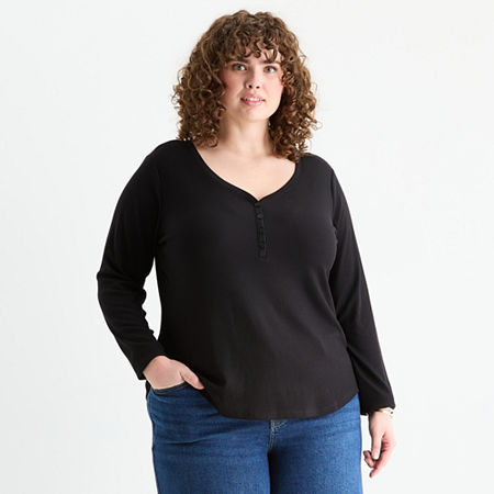 Click here for a.n.a Plus Womens Henley Neck Long Sleeve Henley S... prices