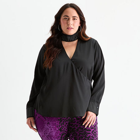 Click here for Bold Elements Womens V Neck Long Sleeve Satin Plus... prices