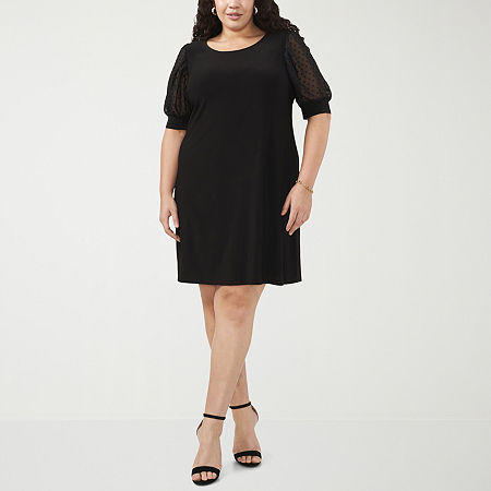 Click here for Plus Size MSK Short Sleeve Clip Dot Band Round Nec... prices