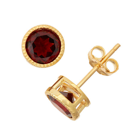 Click here for Lab Created Garnet 14K Gold Over Silver Stud Earri... prices
