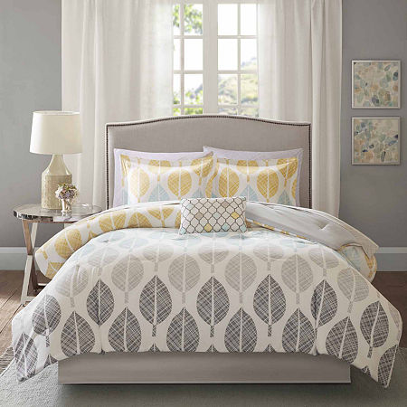 Madison Park Essentials Central Park 9-Pc.Comforter Set  Queen - Yellow/Aqua
