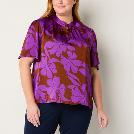 Click here for Liz Claiborne Womens Plus Elbow Sleeve Satin Blous... prices