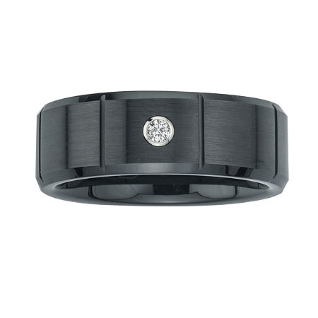 Click here for Mens 8mm Diamond-Accent Black Stainless Steel & Ce... prices
