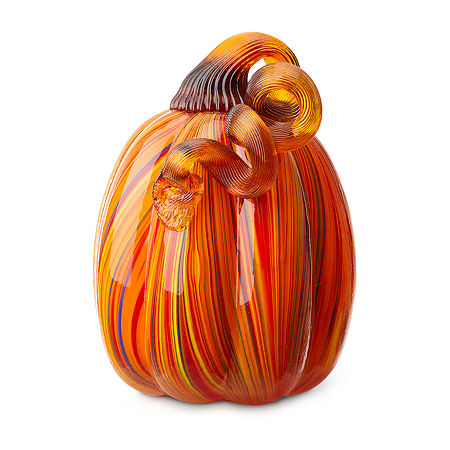 Click here for Glitzhome Multi Striped Glass Pumpkin Thanksgiving... prices