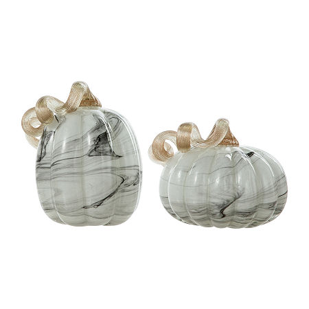 Glitzhome Marble Pumpkin  Set of 2 - Multi