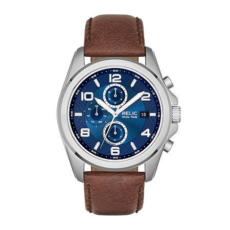 Mens RELIC by Fossil Daley Brown Strap Watch - ZR15794