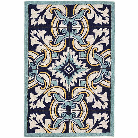 Click here for Liora Manne Ravella 2253 Floral Tile Blue 2 x 3 In... prices