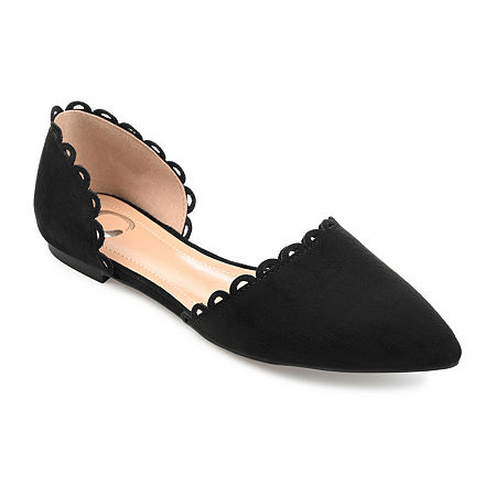 Journee Collection Womens Jezlin Scalloped Flats - Black