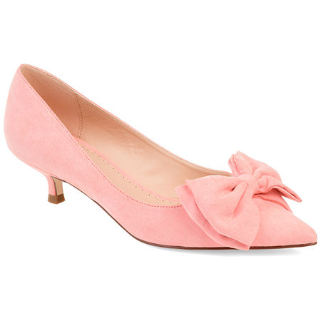 Journee Collection Womens Orana Wide Width Pointed Toe Kitten Heel Pumps - Coral
