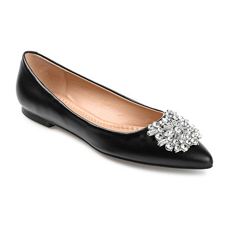 Journee Collection Womens Renzo Jeweled Flats - Black