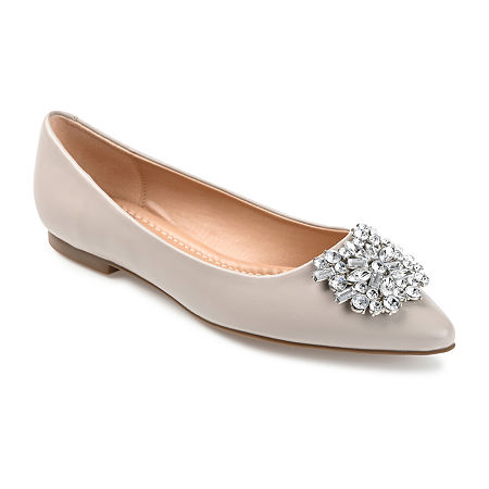 Journee Collection Womens Renzo Jeweled Flats - Gray