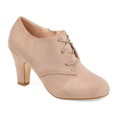 Journee Collection Womens Leona Wide Width Lace Up Dress Shooties - Taupe