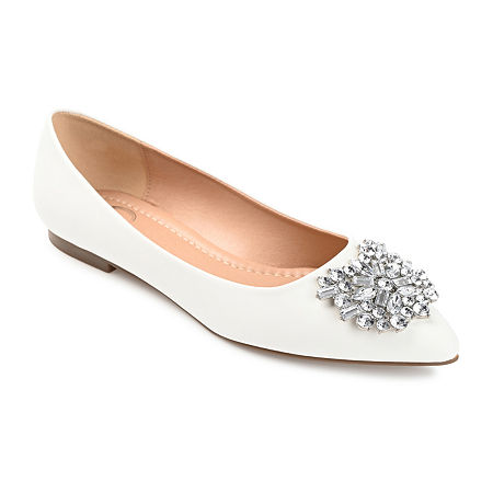Journee Collection Womens Renzo Jeweled Flats - Ivory