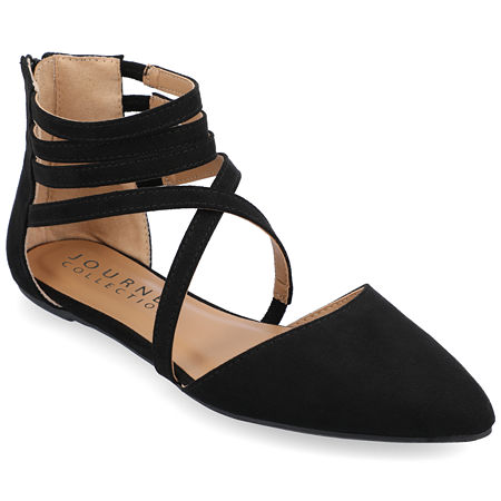 Journee Collection Womens Marlee Strappy Pointed Toe Flats - Black