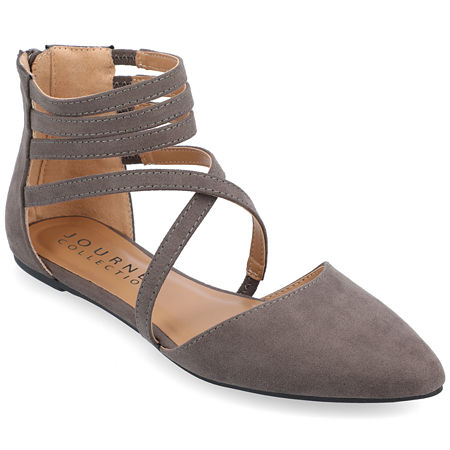 Journee Collection Womens Marlee Strappy Pointed Toe Flats - Grey