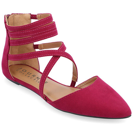 Journee Collection Womens Marlee Strappy Pointed Toe Flats - Purple