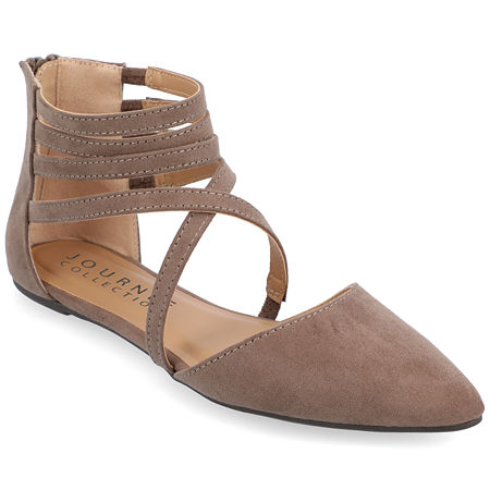 Journee Collection Womens Marlee Strappy Pointed Toe Flats - Taupe