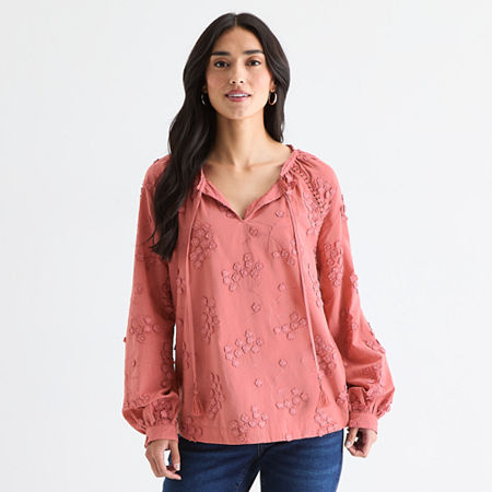 Click here for Ultra Pink Womens Round Neck Long Sleeve Blouse  X... prices