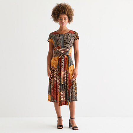 Click here for Robbie Bee Womens Short Sleeve Patchwork Midi Fit... prices