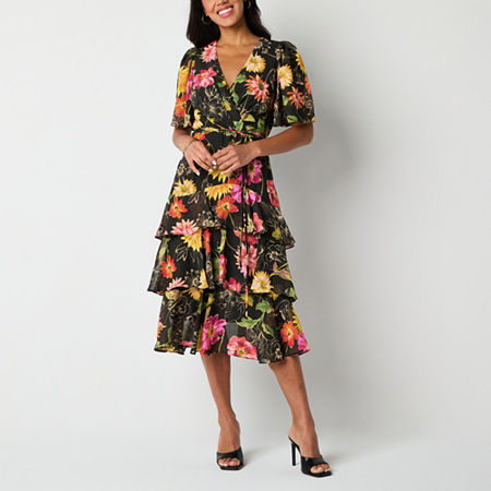 Click here for Danny & Nicole Womens Short Sleeve Floral Midi Fit... prices