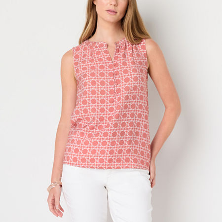 Click here for Liz Claiborne Womens Split Crew Neck Sleeveless Bl... prices