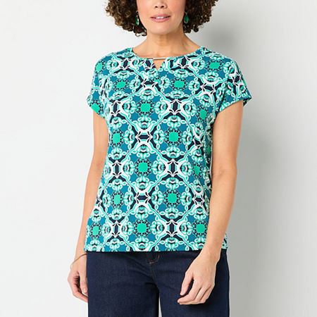 Click here for Liz Claiborne Womens Keyhole Neck Short Sleeve Blo... prices