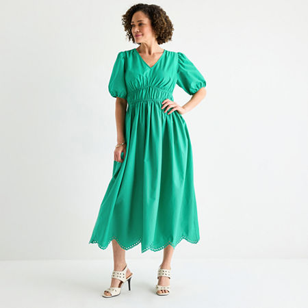 Click here for Liz Claiborne Womens Short Sleeve Midi A-Line Dres... prices
