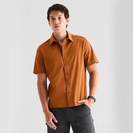 Click here for Stylus Mens Short Sleeve Mesh Woven Button-Down Sh... prices