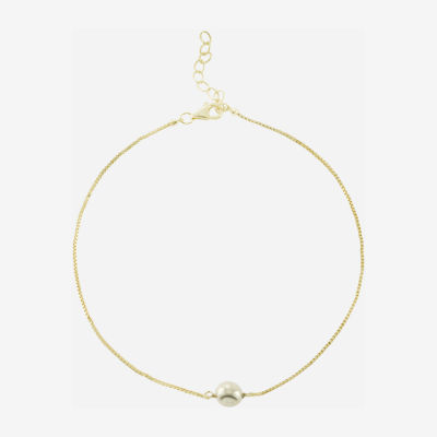 Silver Treasures Womens 14K Gold Over Silver 9 Inch Semisolid Box Ankle ...