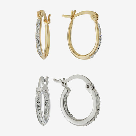 Click here for Sparkle Allure Hoop Womens Crystal 2 Pair Earring... prices