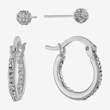 Click here for Sparkle Allure Stud & Huggie Hoop Womens Crystal 2... prices