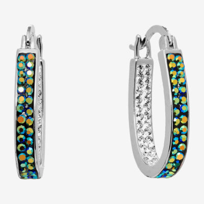 Sparkle Allure Black Crystal Pure Silver Over Brass 27mm Hoop Earrings ...