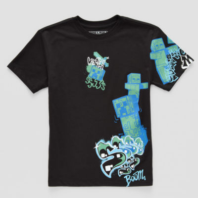 Little & Big Boys Glow in the Dark Crew Neck Short Sleeve Minecraft ...