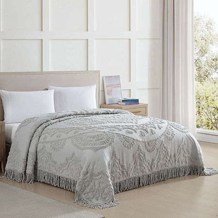Beatrice Home Fashions Lotus Chenille Lightweight Bedspread  Twin - Gray