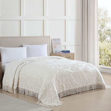 Beatrice Home Fashions Lotus Chenille Lightweight Bedspread  King - Ivory