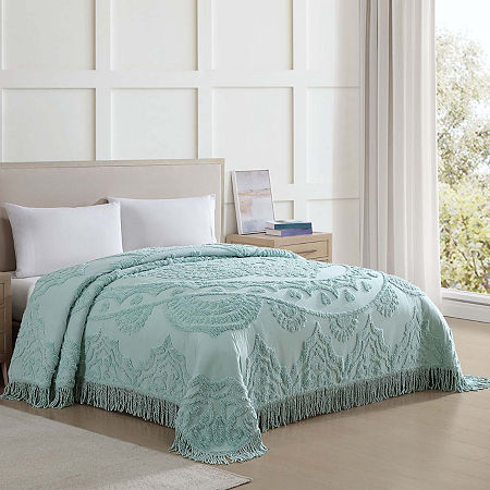 Beatrice Home Fashions Lotus Chenille Lightweight Bedspread  Twin - Blue