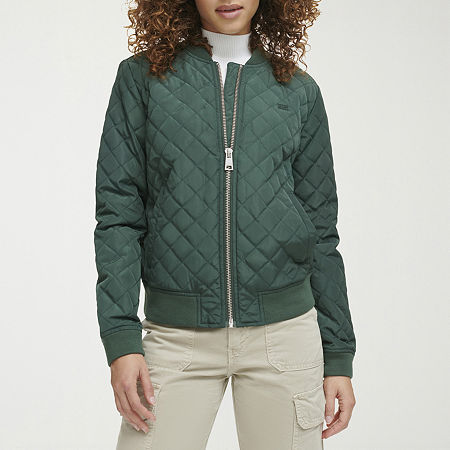 Levis Womens Diamond Quilted Casual Bomber Jacket - Darkest Spruce
