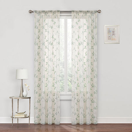 Click here for Regal Home Meadow Rod Pocket Embroidered Sheer Sin... prices